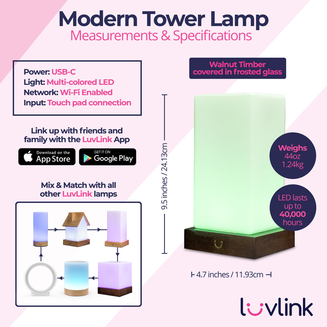 Modern Tower Friendship Lamp by LuvLink® - Long Distance Lamps